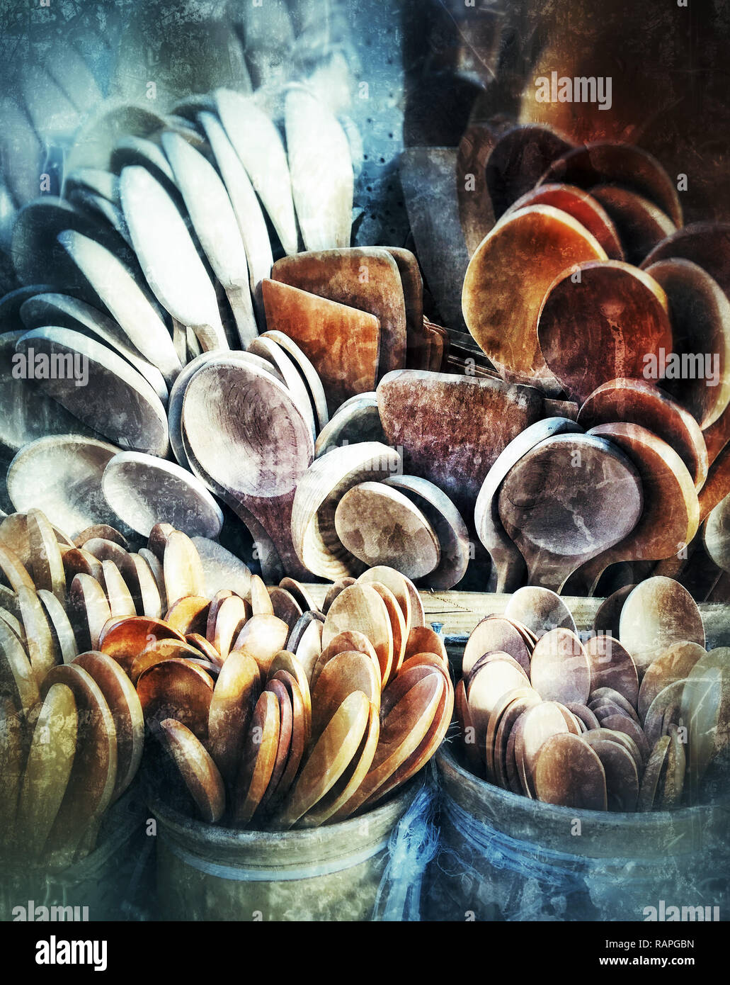 Middle Eastern Traditional Brown Wooden Spoons in Bazaar Stock Photo ...