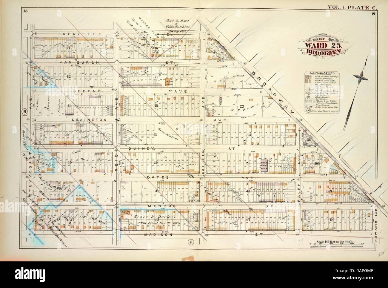 Vol. 1. Plate, C. Map bounded by Lafayette Ave., Broadway, Howard Ave ...