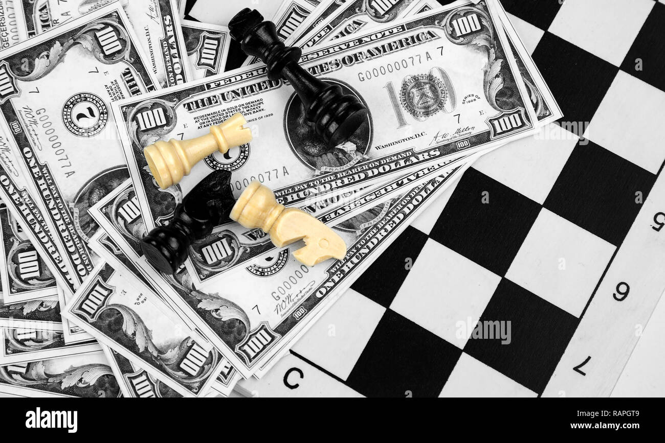 Strategy Playing Game Chess and Money on Chessboard Stock Photo - Alamy