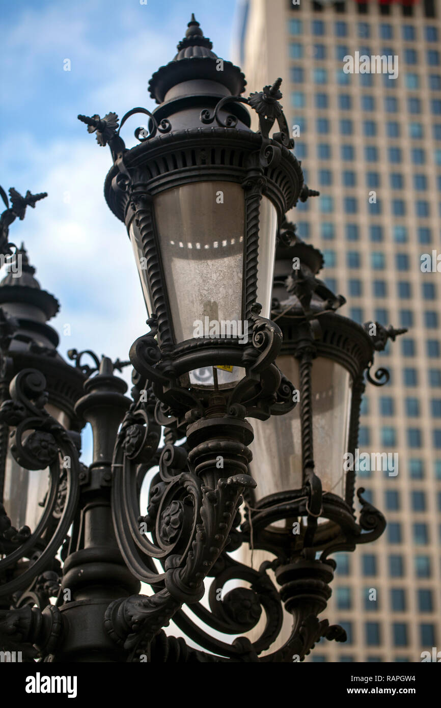 Street Lamp and the City Tower Photo Stock Photo - Alamy