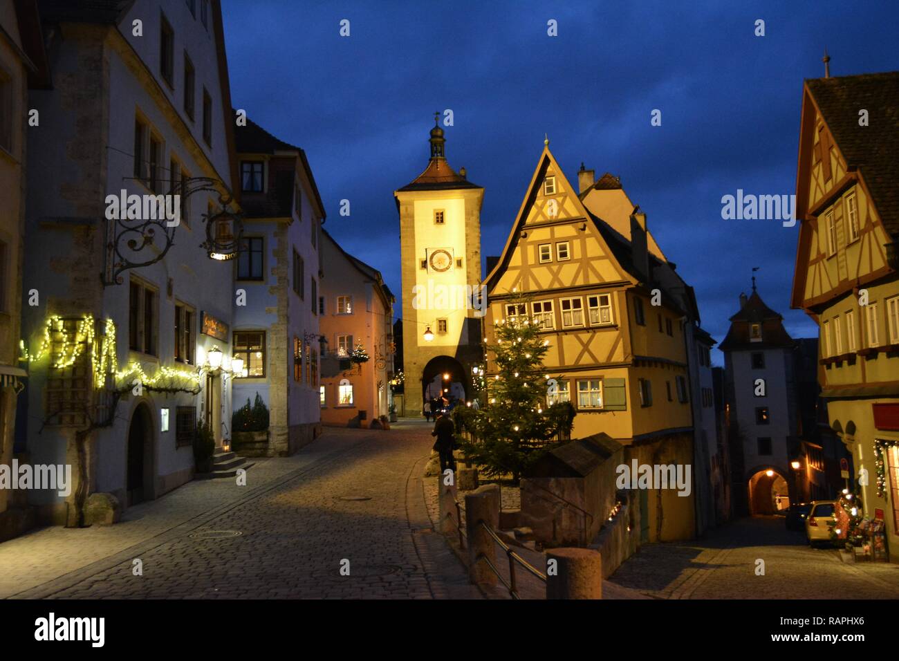 A Fairy - Tale Dream Town - Rothenburg ob der tauber, Germany. Christmas night view Stock Photo ...
