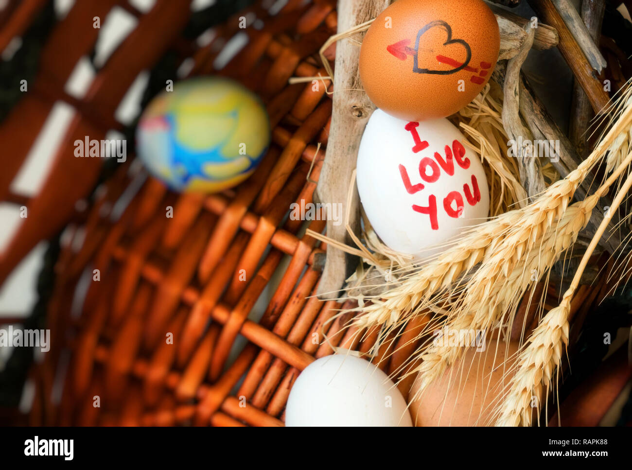 I love you Writes on Egg Photo Stock Photo - Alamy