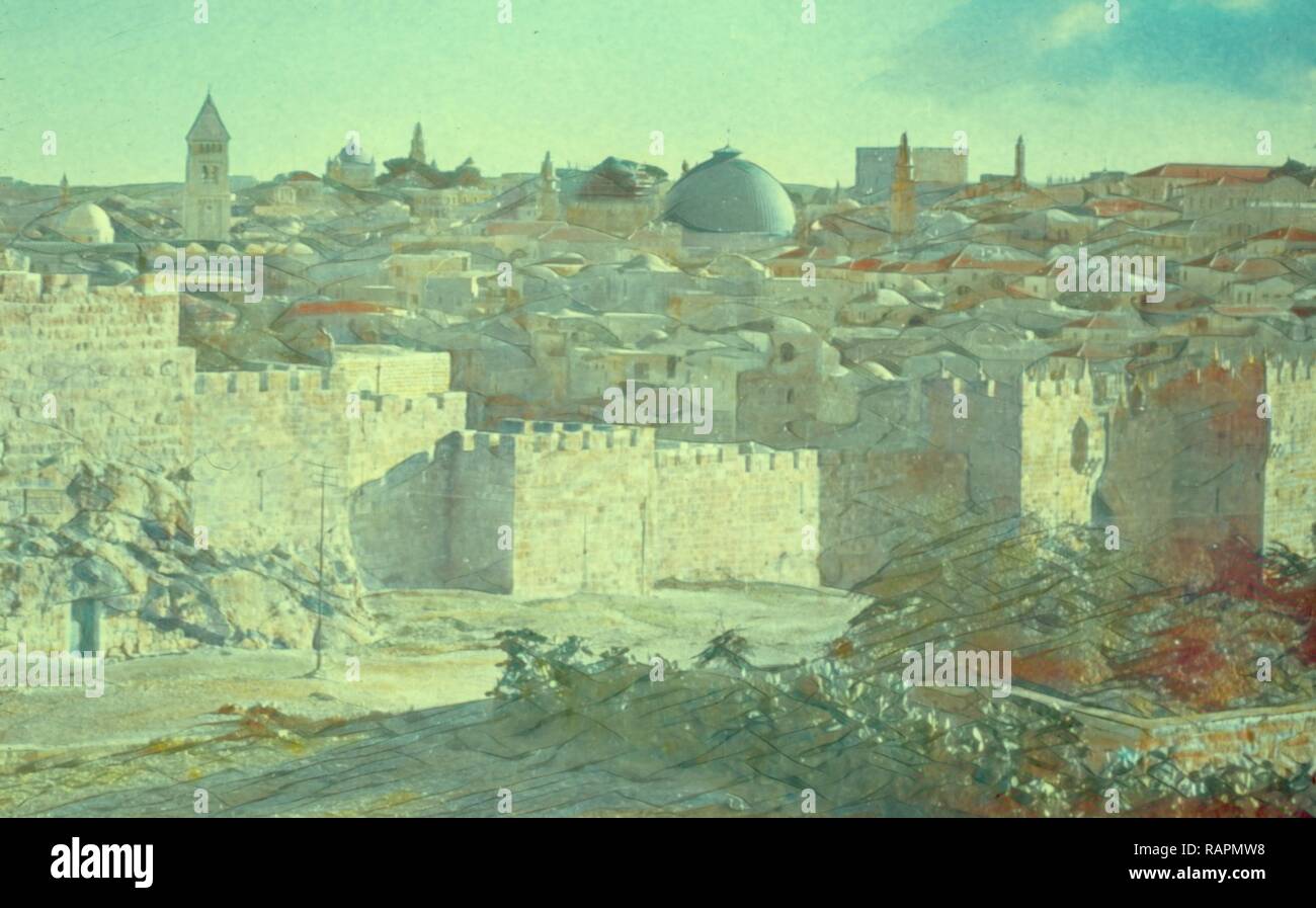 Jerusalem from Gordon's Calvary. 1950, Israel. Reimagined by Gibon ...