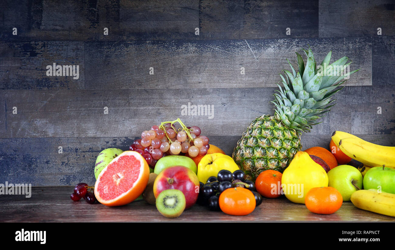 Mix of Vegetarian Organic Food Colorful Fresh Fruits Stock Photo - Alamy