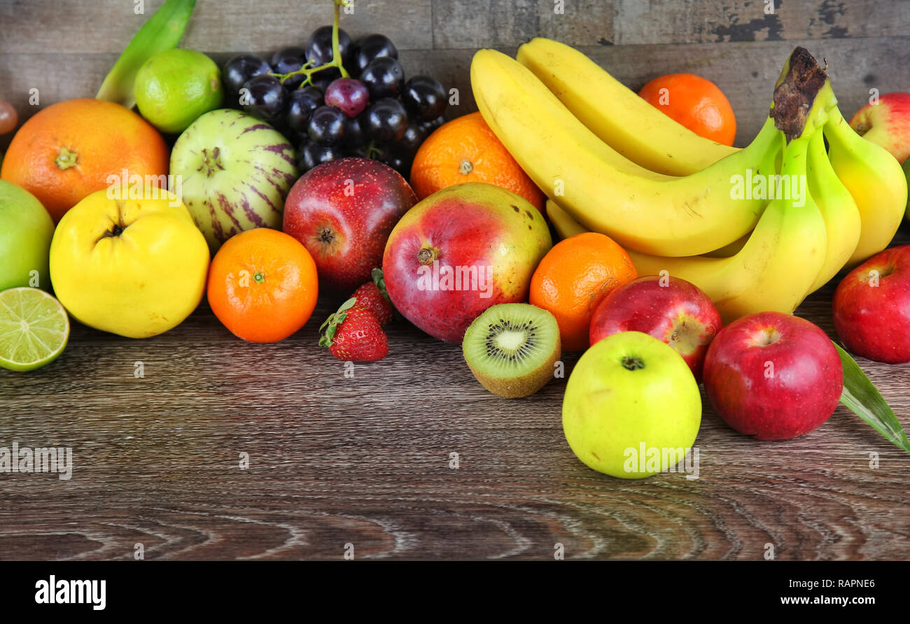 Mix of Vegetarian Organic Food Colorful Fresh Fruits Stock Photo - Alamy