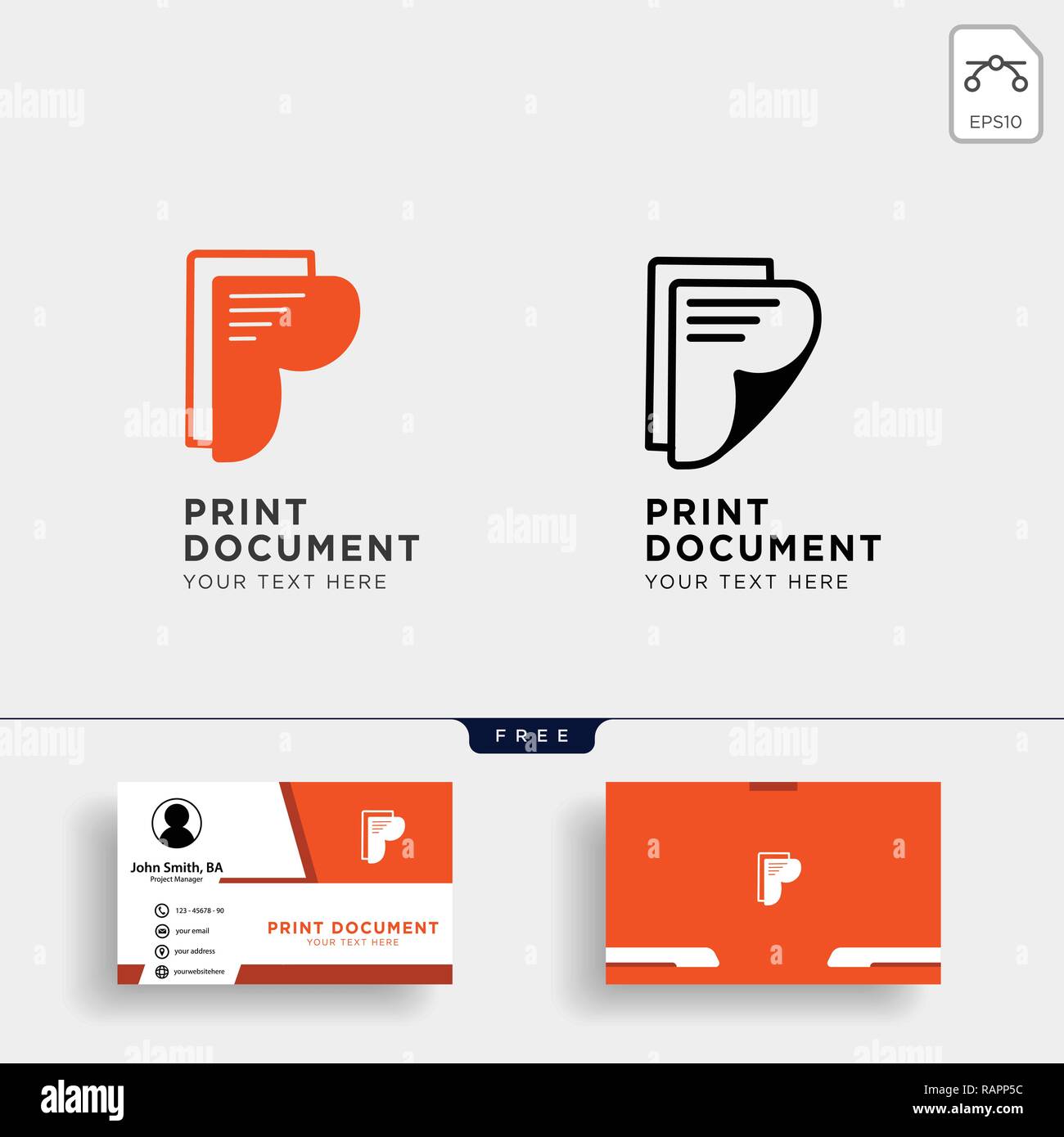 letter P paper creative logo template with business card Stock Vector ...