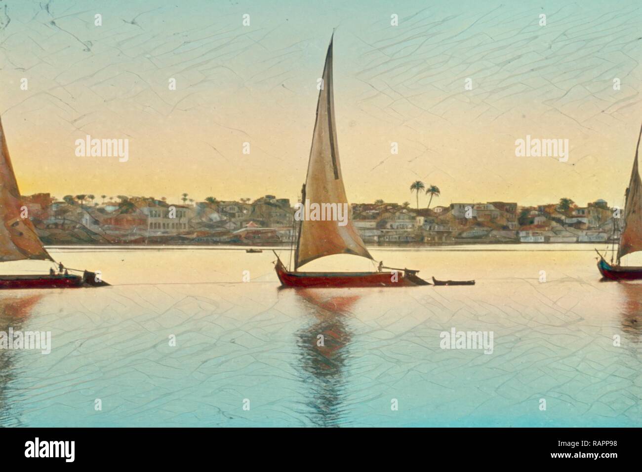 Cairo. Old Cairo on the banks of the Nile. 1950, Egypt, Cairo ...