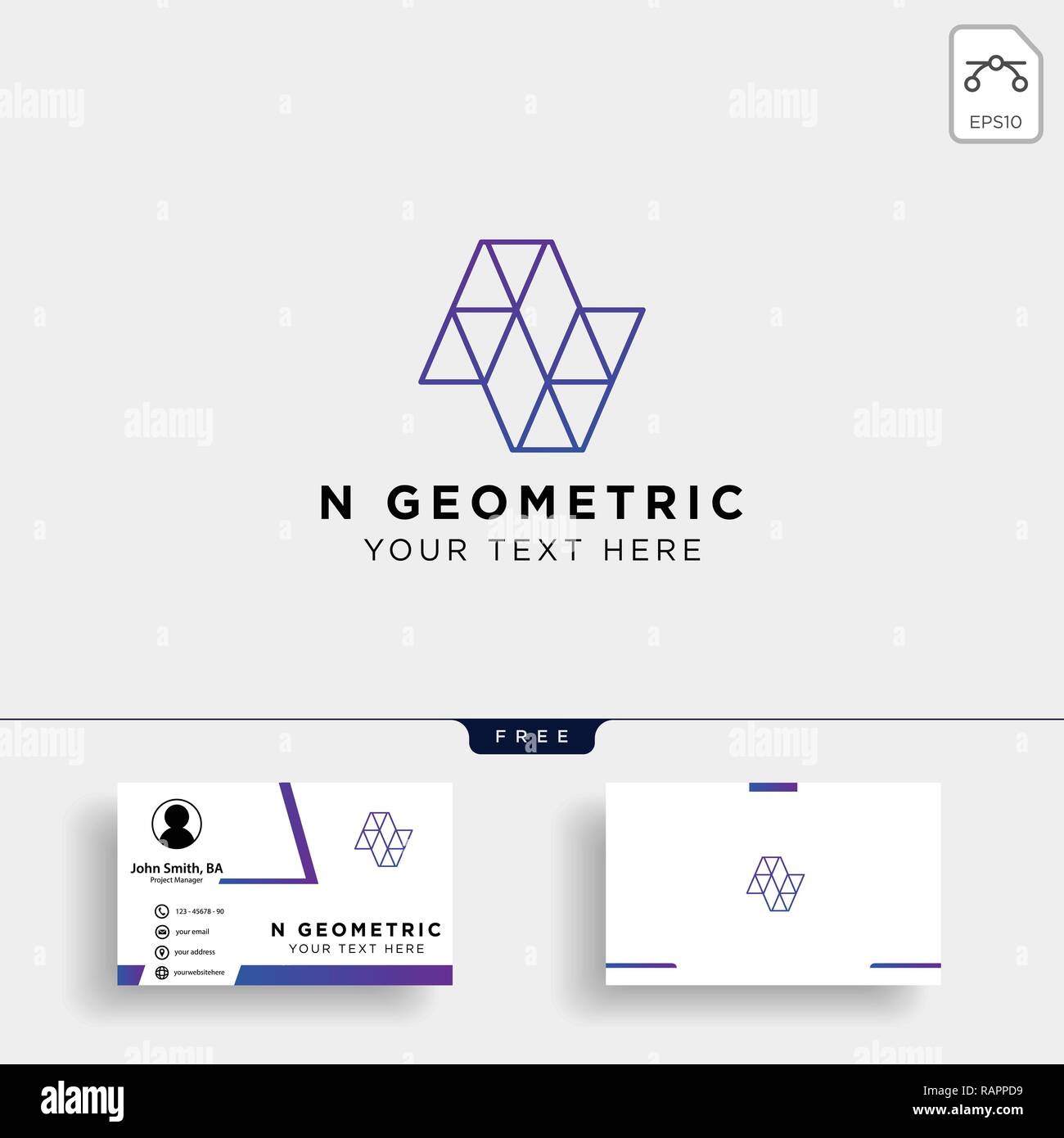 Letter N Geometric Logo template with business card template Stock ...