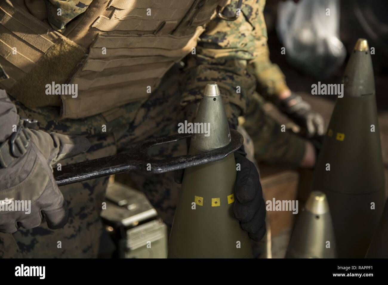 A U.S. Marine with Alpha Battery, 1st Battalion, 12th Marines ...