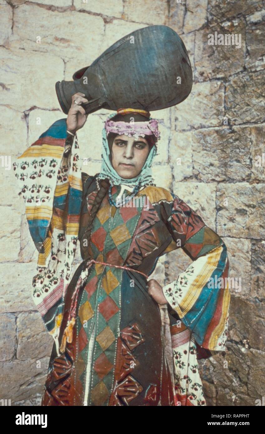 Nazareth woman in native costume, now rarely seen. 1950, Israel ...