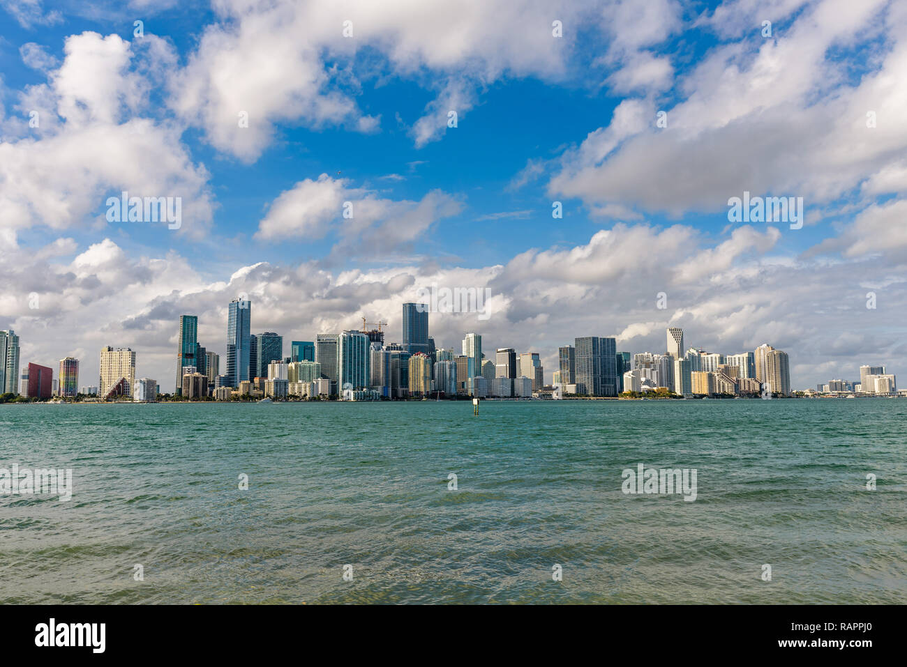Panoramic high resolution cityscape of Downtown Miami, Florida, with ...