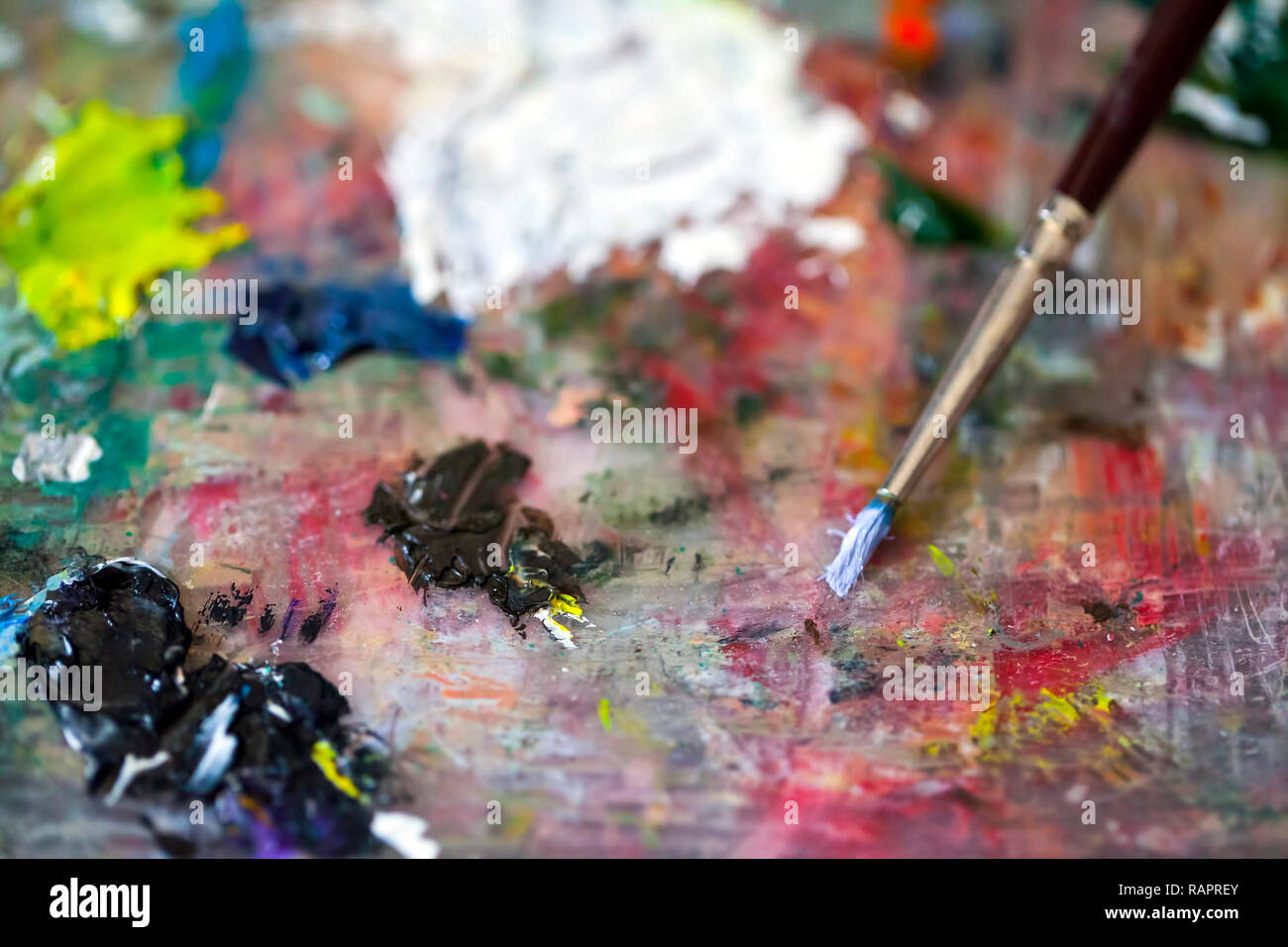 Paint Brush Art Color Palette Colorful Painting Tools Stock Photo - Alamy
