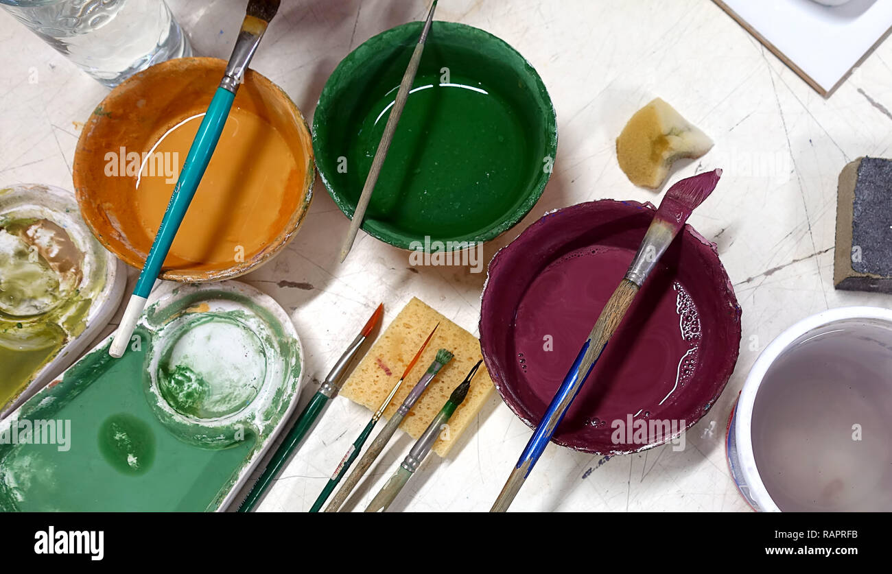 Art Object Paint Brush Equipment in Art School Stock Photo - Alamy
