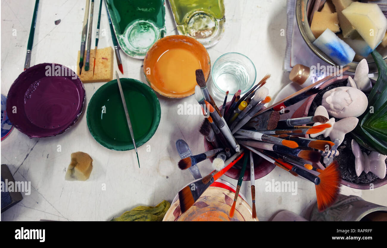 Art Object Paint Brush Equipment in Art School Stock Photo - Alamy