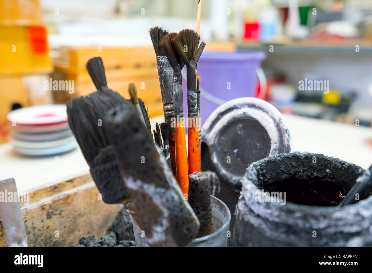 Art Object Paint Brush Equipment in Art School Stock Photo - Alamy