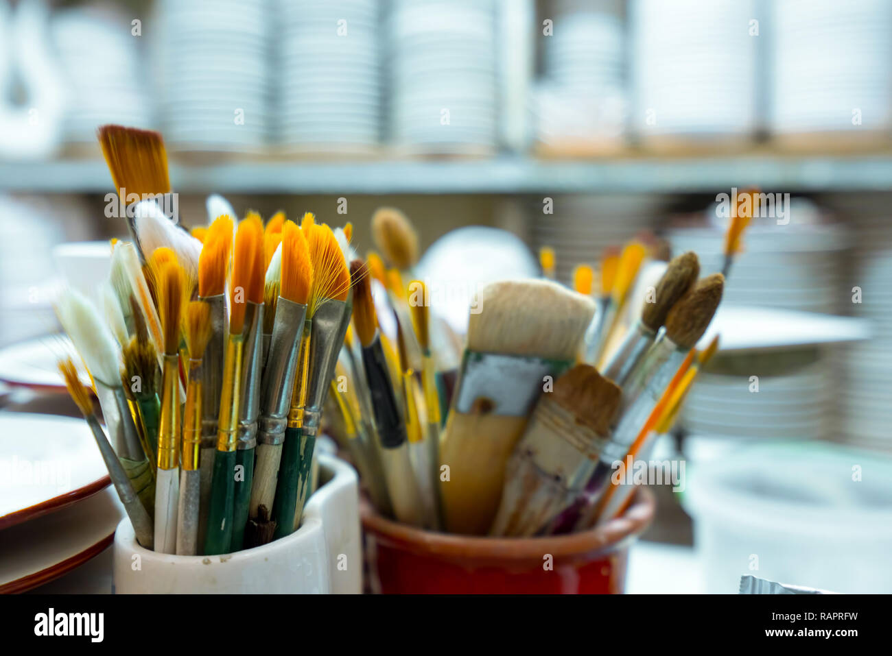 Art Object Paint Brush Equipment in Art School Stock Photo - Alamy