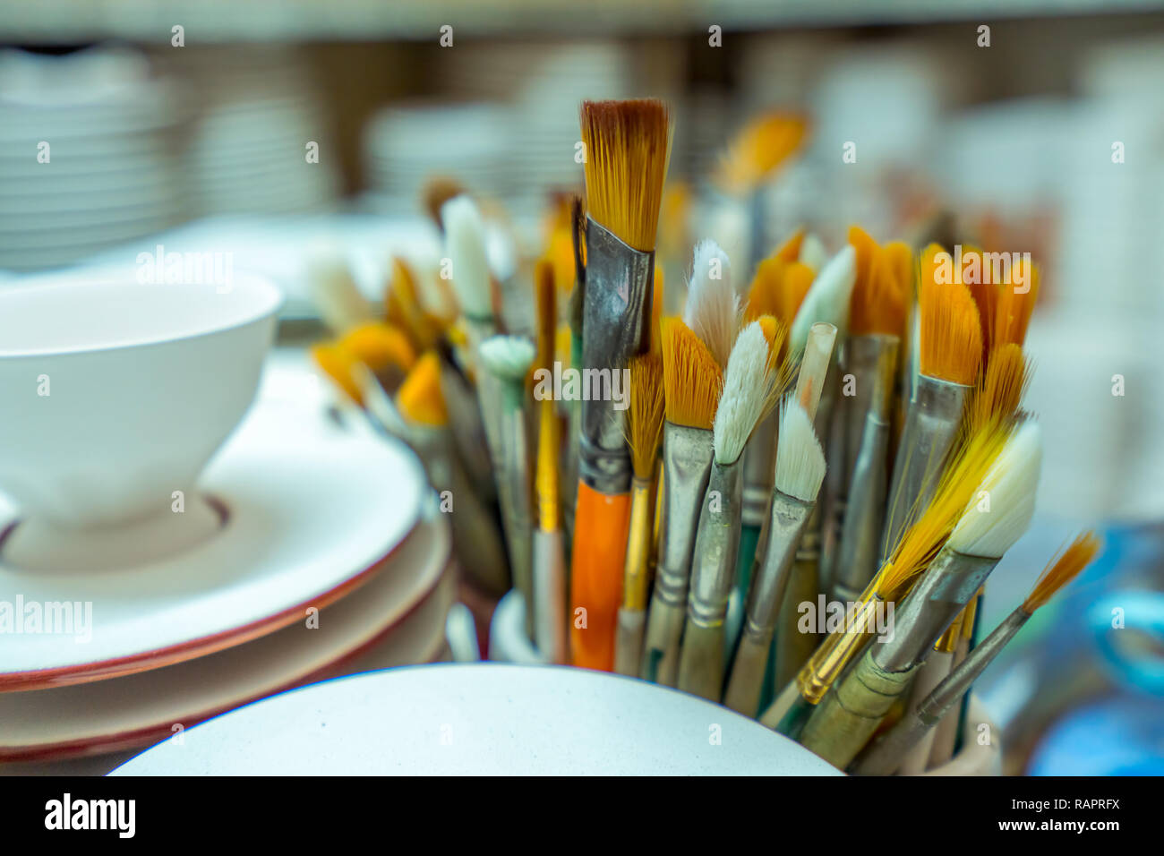 Art Object Paint Brush Equipment in Art School Stock Photo - Alamy