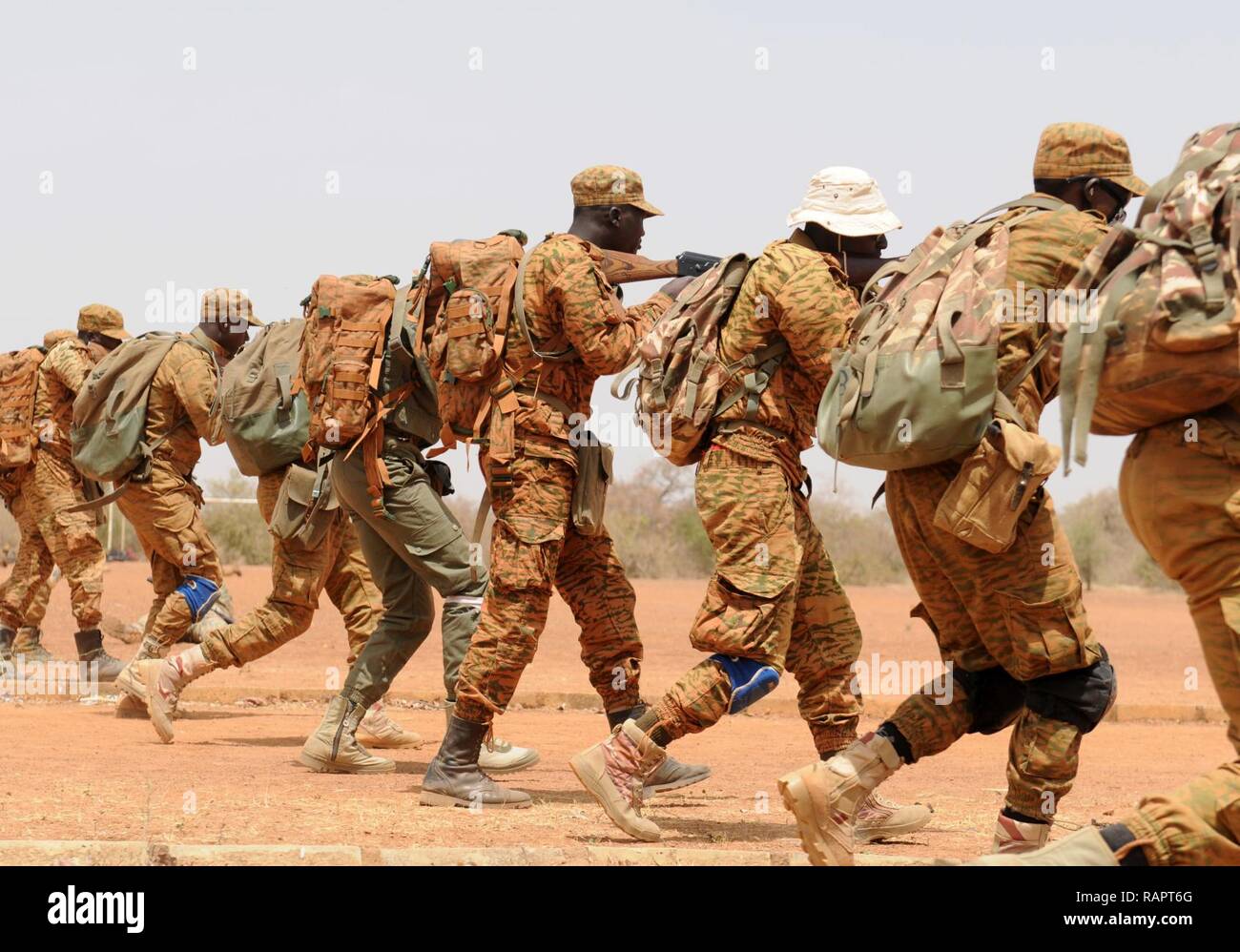 Burkina Faso Soldiers practice react to contact battle drills, March 1 ...