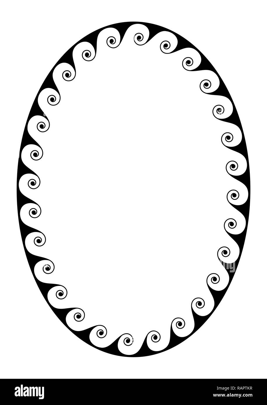Greek round frame with waves lines. Typical egyptian, assyrian and ...
