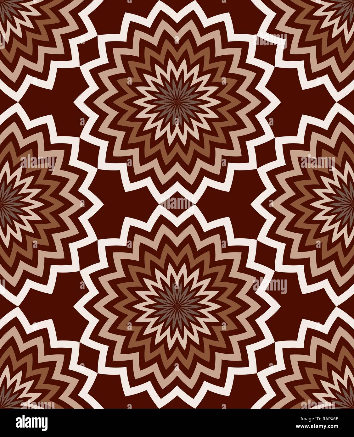 Circular zigzag lines flowers with a beautiful patterned striped petals ...