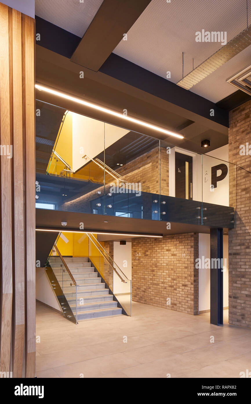 Staircase and corridor to parking. The Porter Building, Slough, United ...