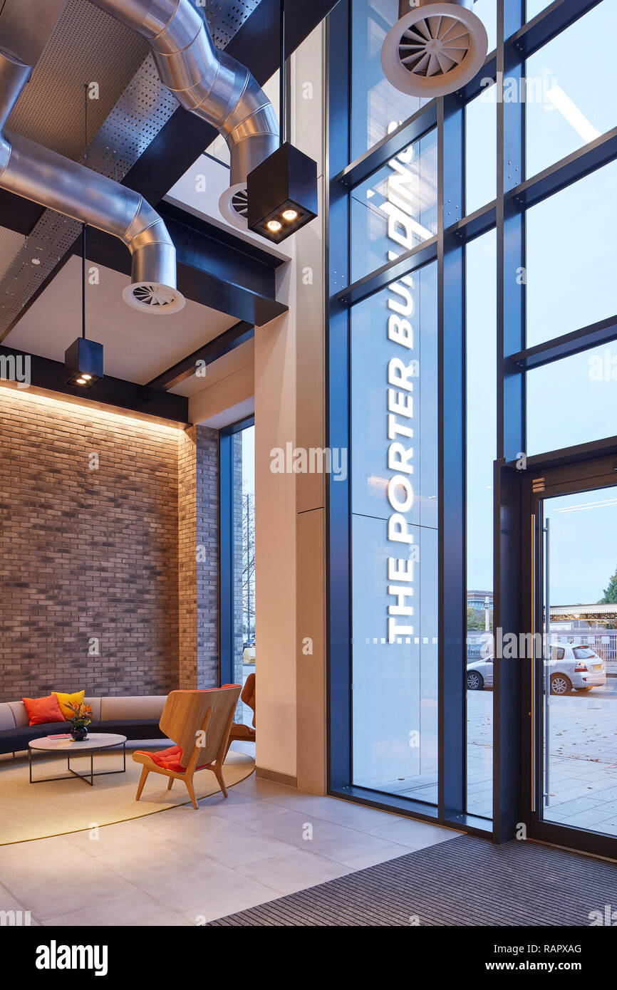 Waiting lounge with window wall. The Porter Building, Slough, United ...