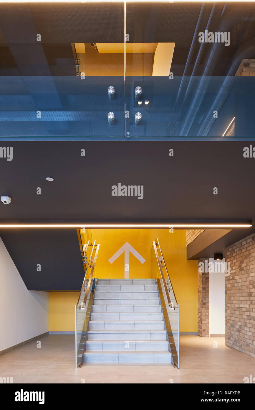 Staircase and mezzanine corridor. The Porter Building, Slough, United ...