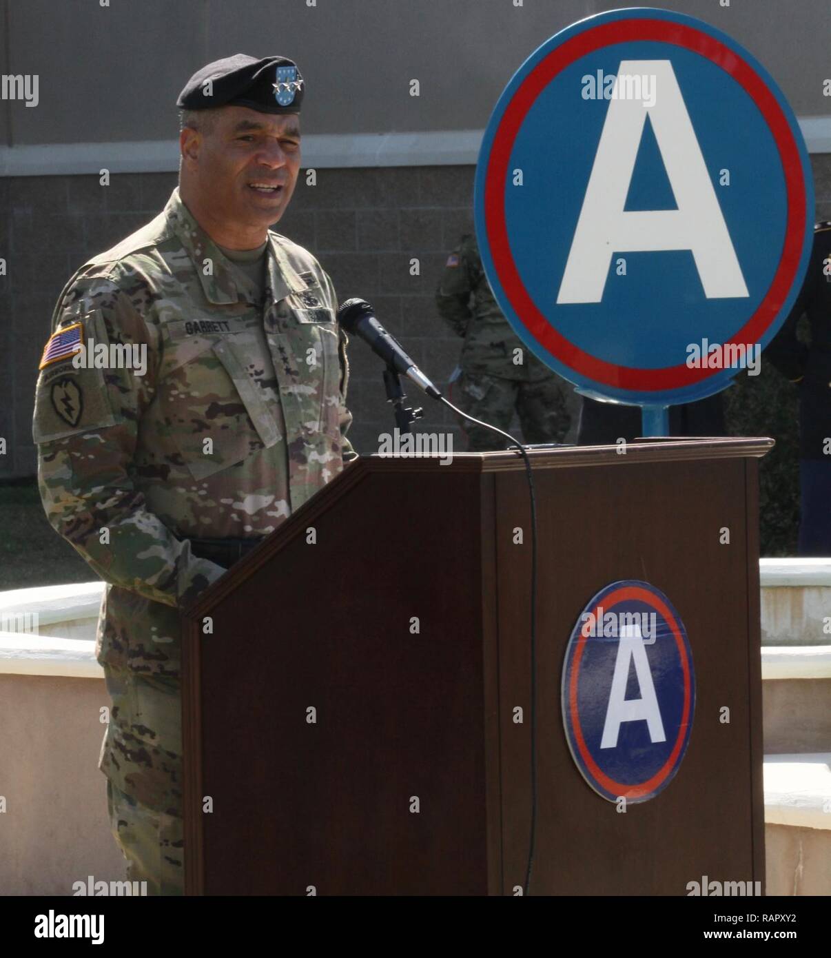 Lt. Gen. Michael Garrett, U.S. Army Central, commanding general, speaks ...