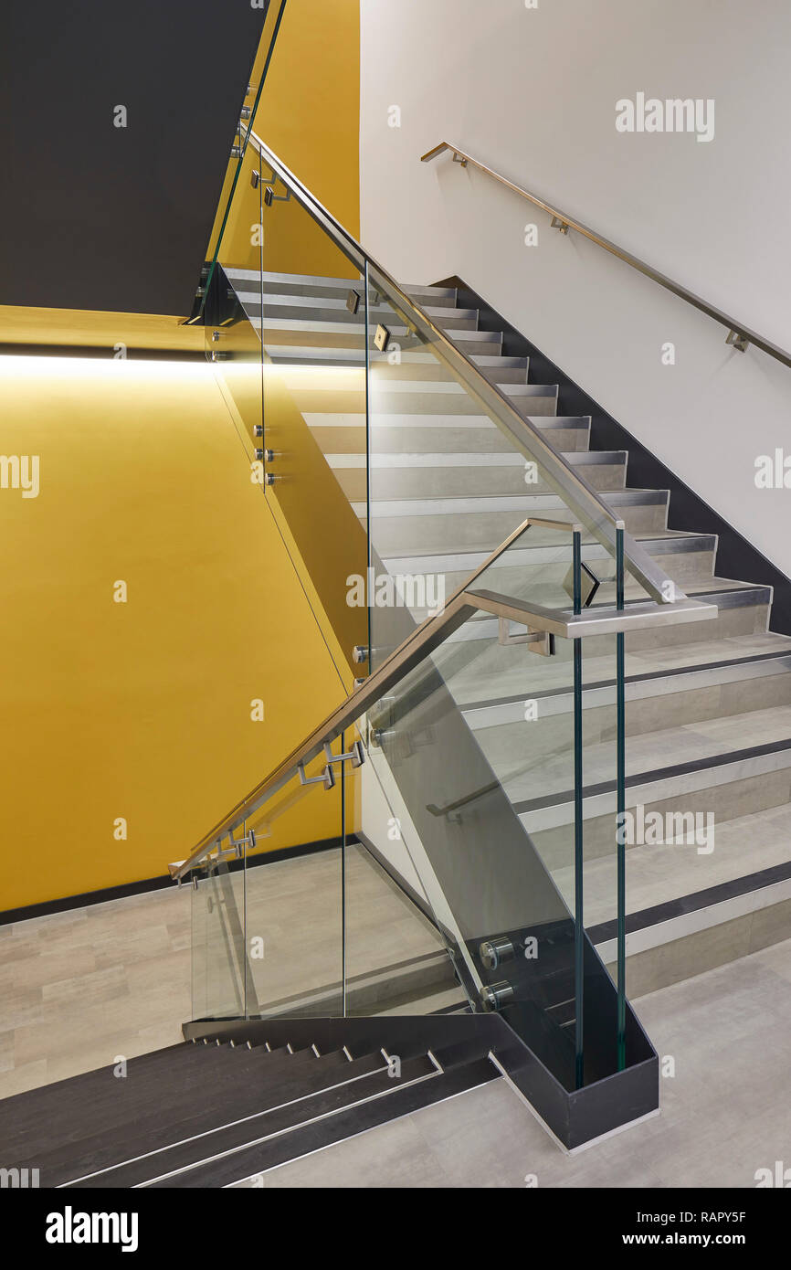 Stairway and landing. The Porter Building, Slough, United Kingdom ...
