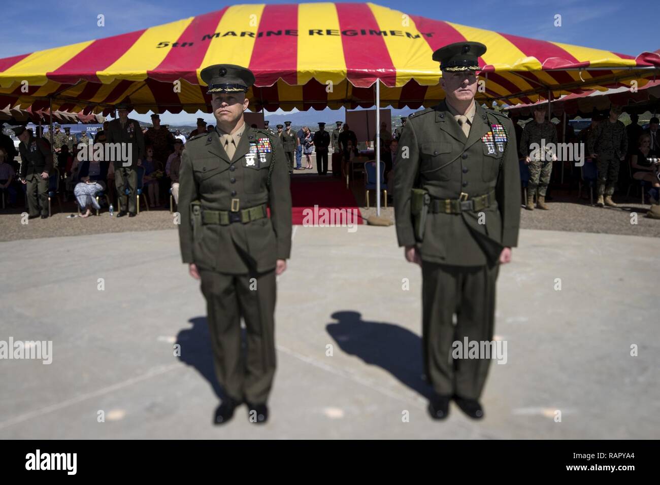 U.S. Marine Corps Col. George Schreffler (left), commanding officer ...