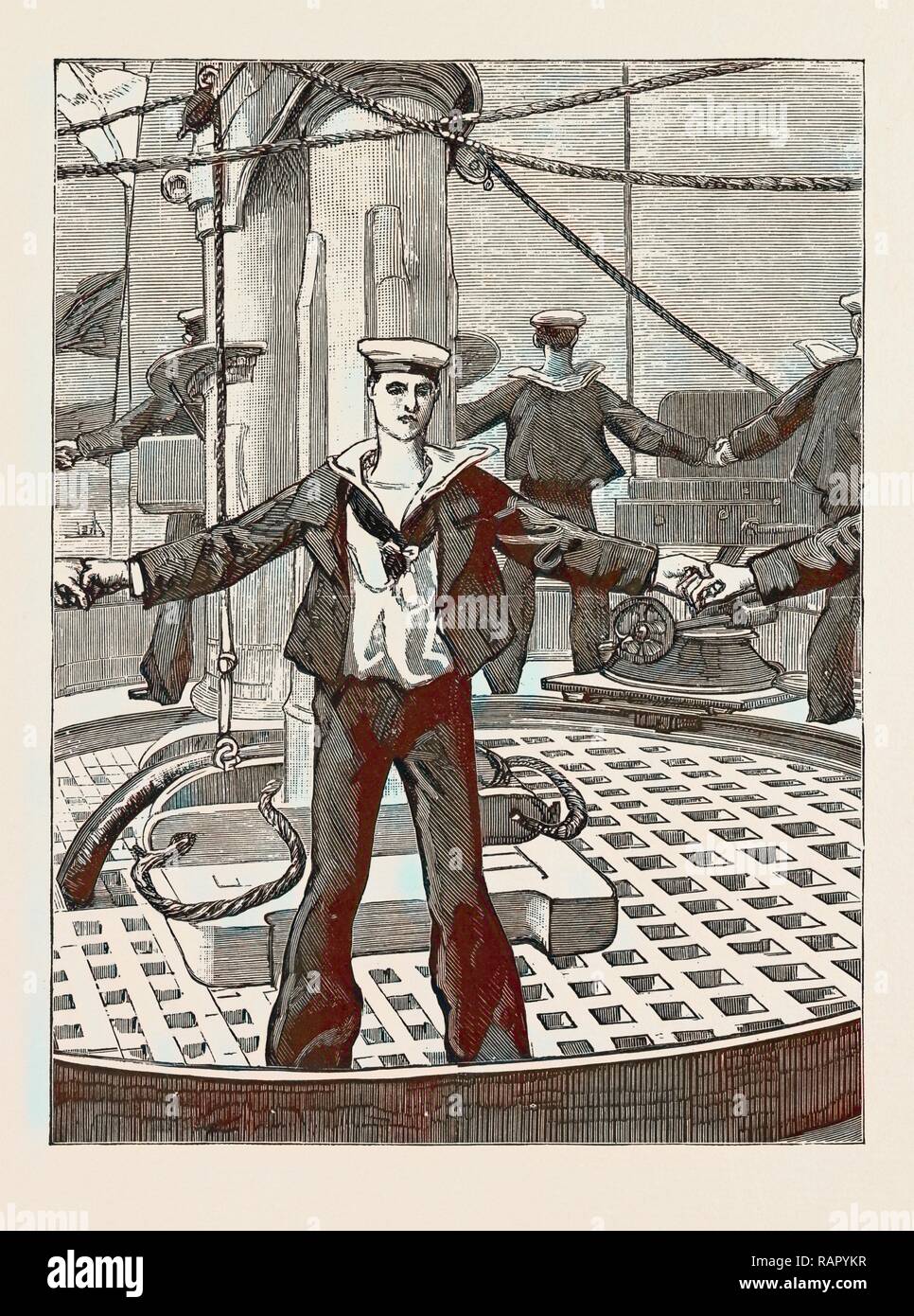 THE EMPEROR OF GERMANY AT SPITHEAD, 1889, UK: MANNING THE FIGHTING TOP ...