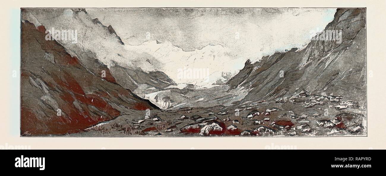 THE BEZINGI GLACIER, 1889. Reimagined by Gibon. Classic art with a ...