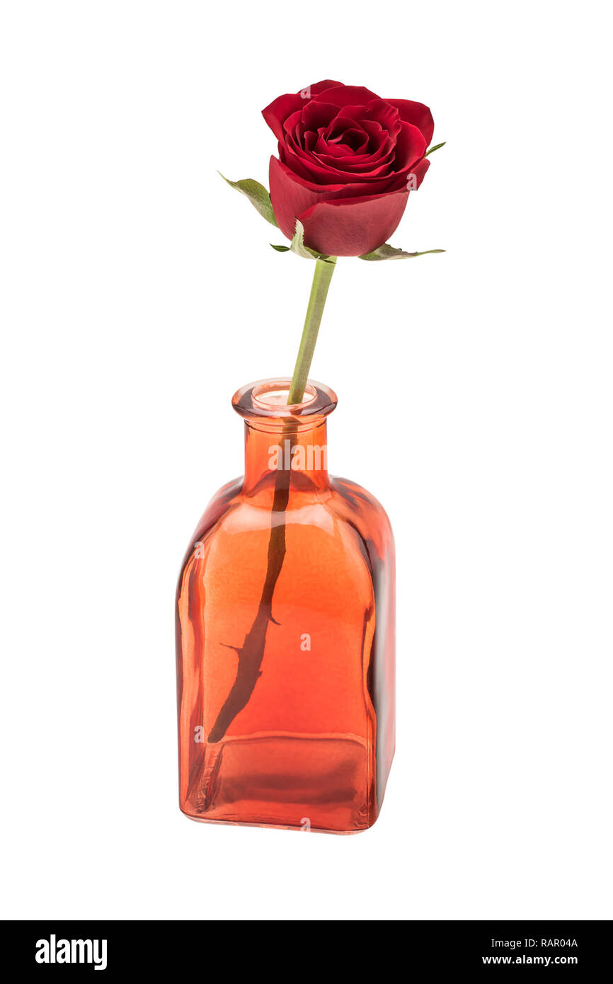 Decorative bottle with a red rose Stock Photo - Alamy