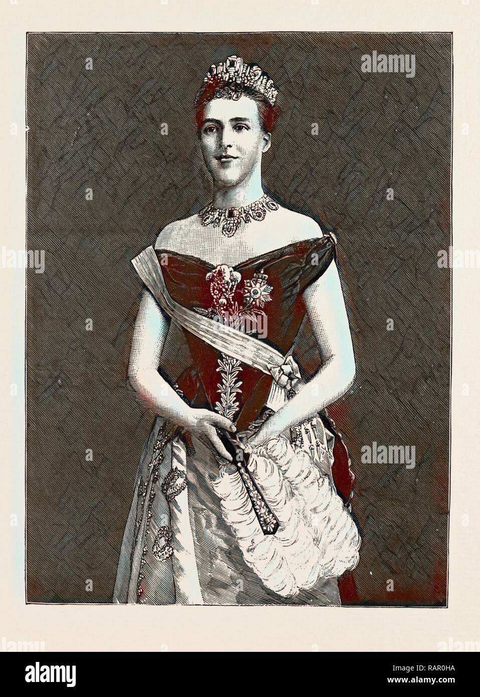 HER MAJESTY AMELIA, THE NEW QUEEN OF PORTUGAL, 1889. Reimagined by ...