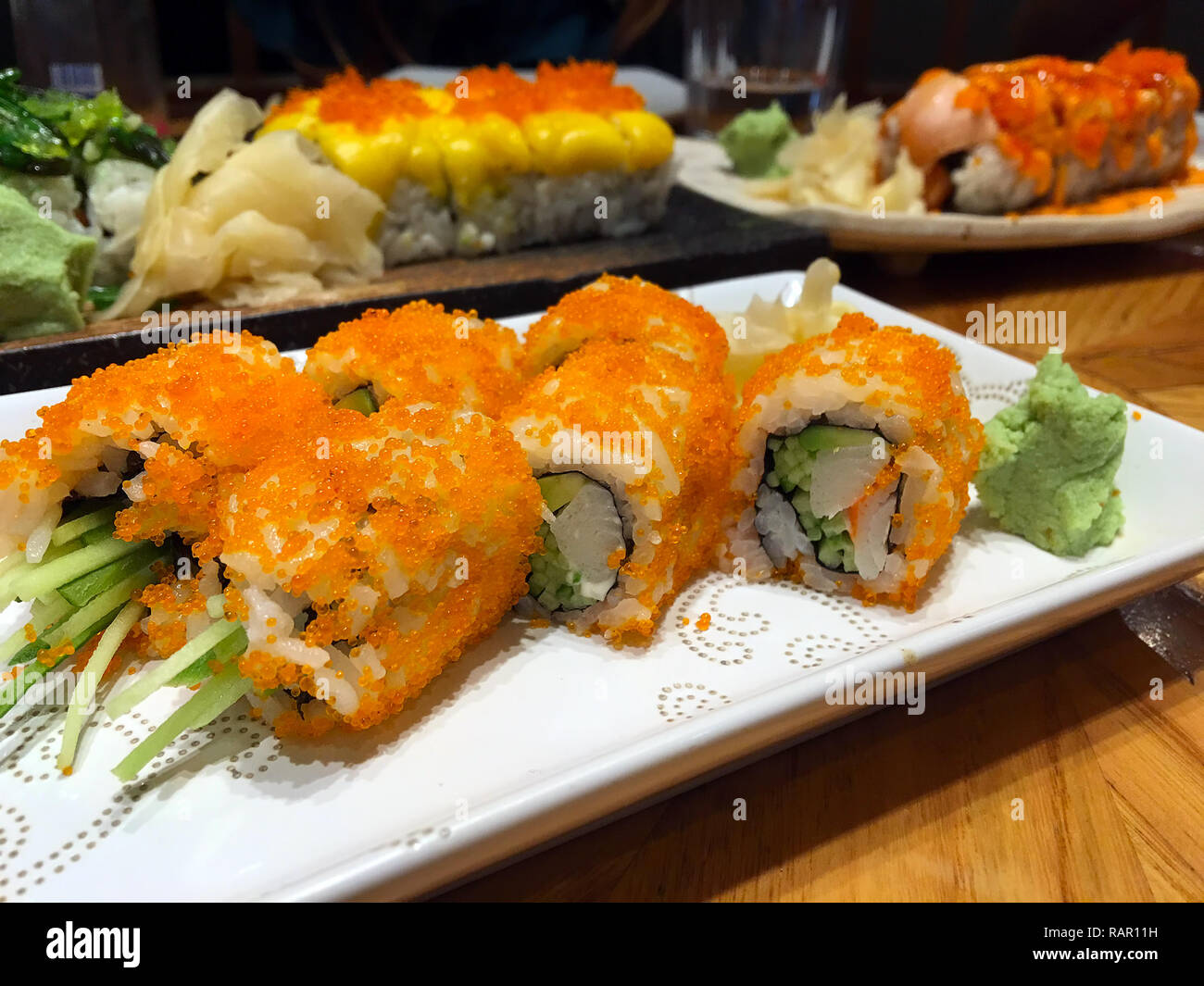 Traditional Japan Seafood Sushi Made with Rice and Raw Fish Meat Stock ...