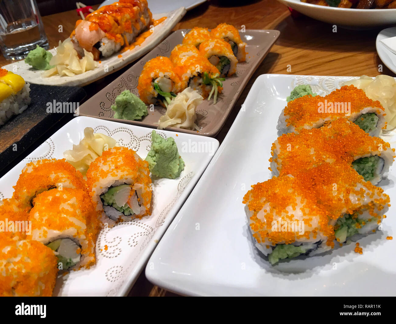 Traditional Japan Seafood Sushi Made with Rice and Raw Fish Meat Stock ...