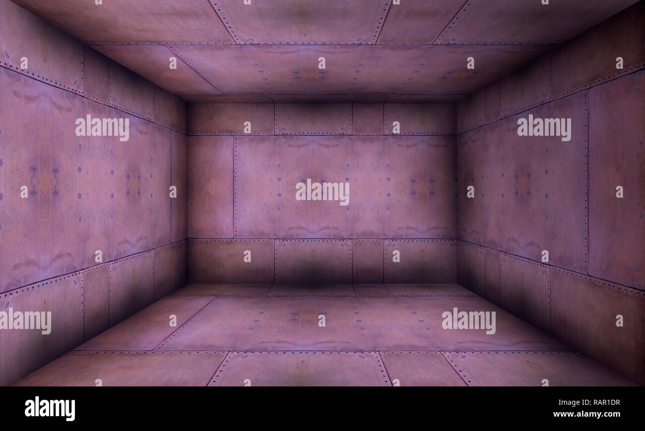 Urban Abstract Interior Metal Room Background Stage Stock Photo - Alamy