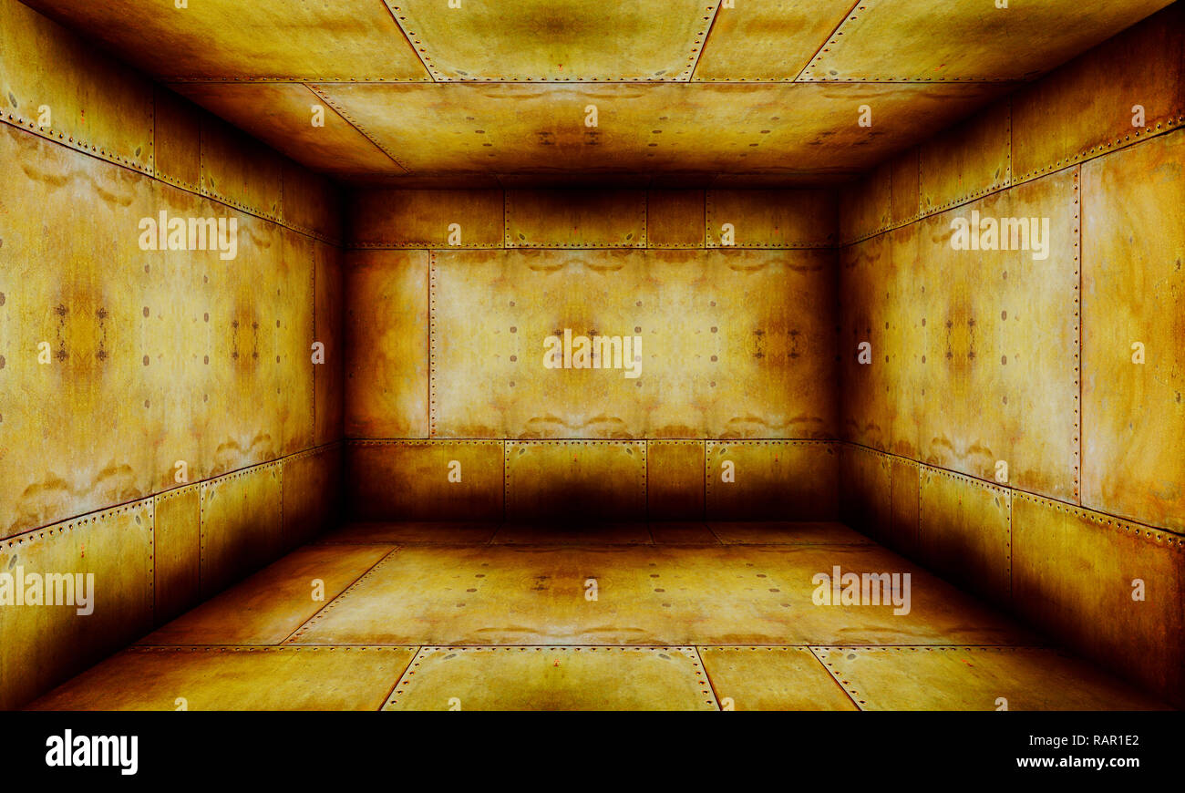 Urban Abstract Interior Metal Room Background Stage Stock Photo - Alamy