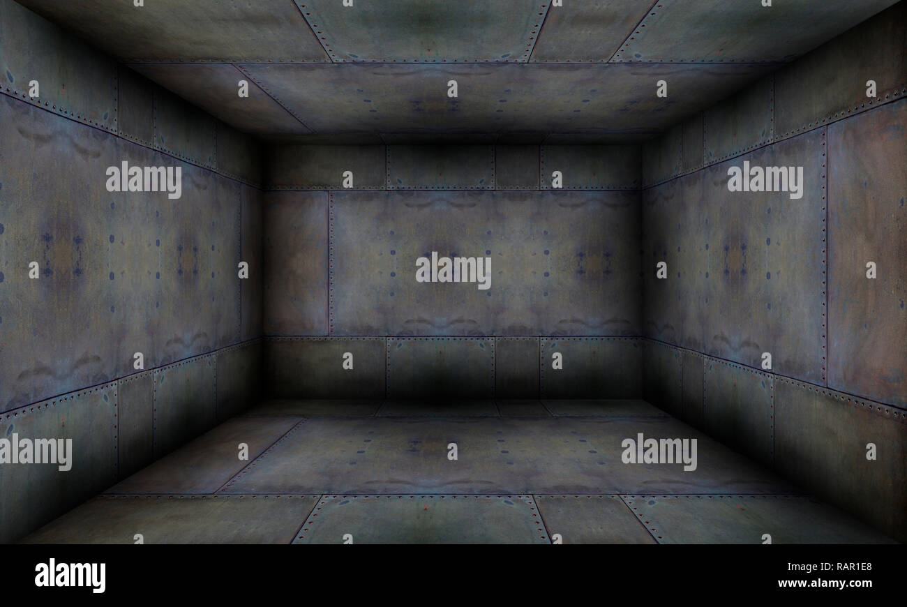 Urban Abstract Interior Metal Room Background Stage Stock Photo - Alamy