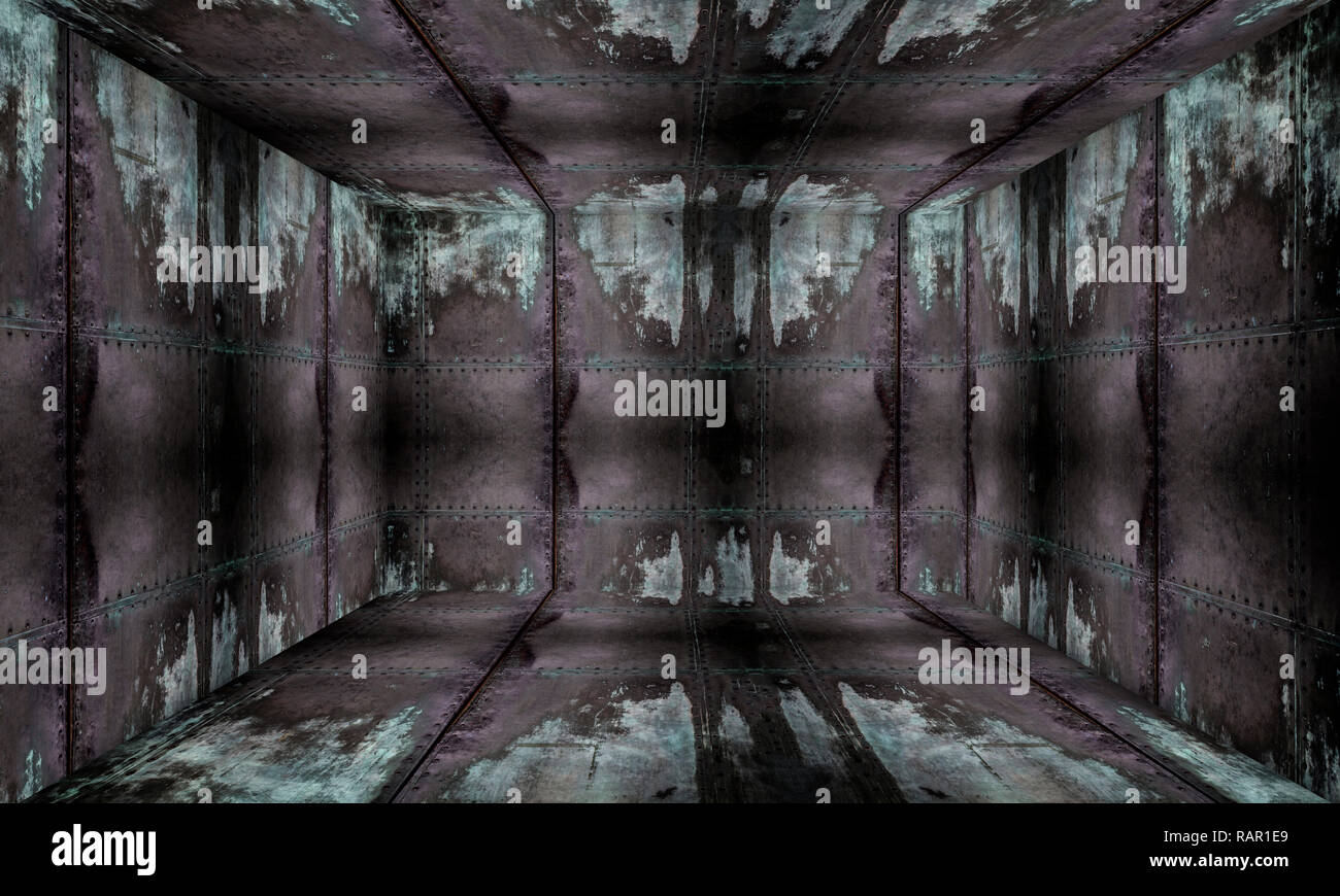 Urban Abstract Interior Metal Room Background Stage Stock Photo - Alamy
