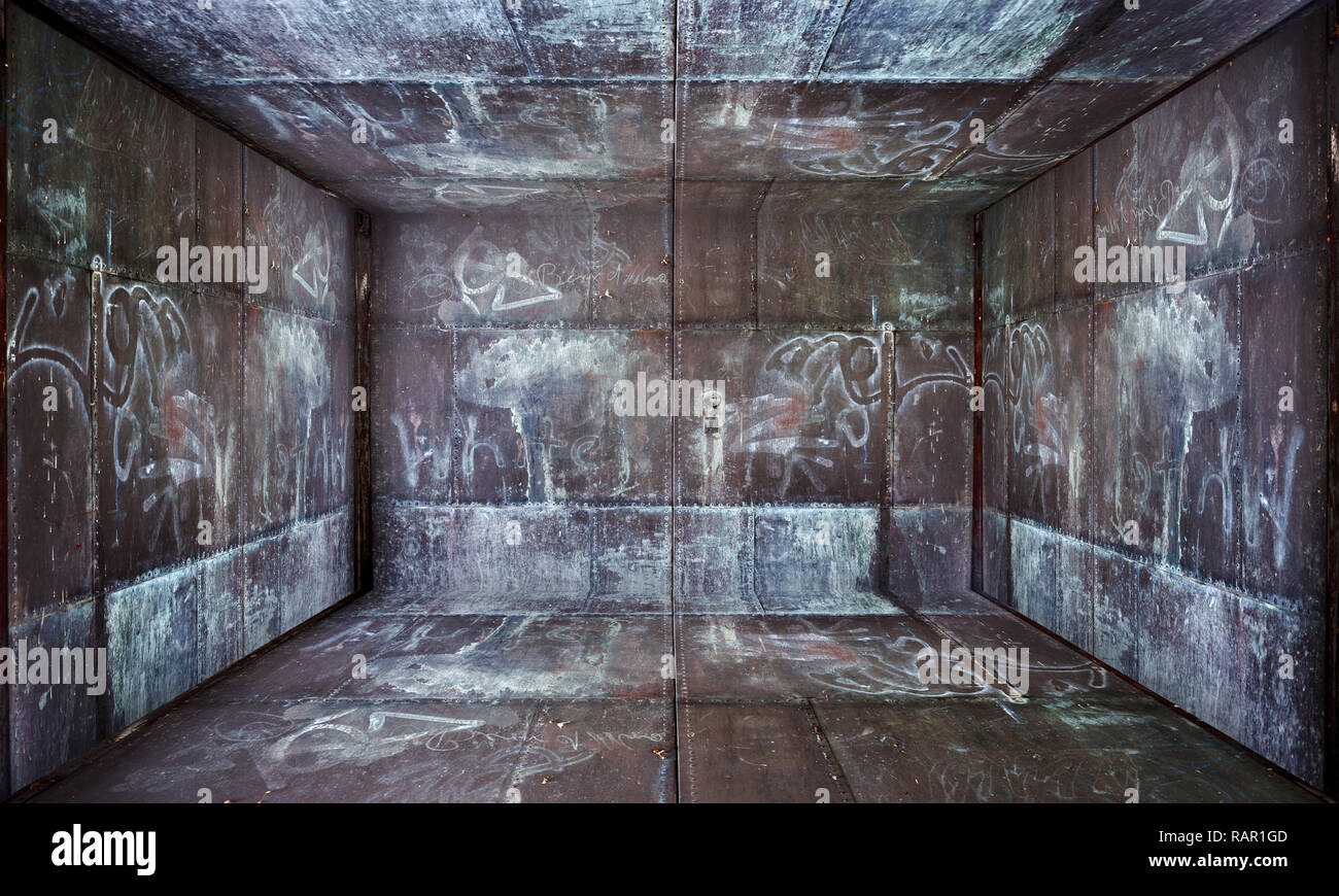 Urban Abstract Interior Metal Room Background Stage Stock Photo - Alamy