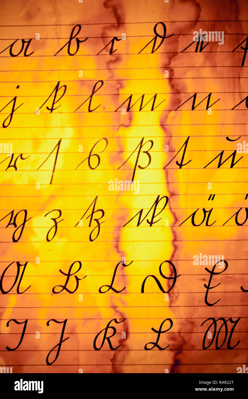 Vintage old Latin Alphabets on Paper Background Photo Stock Photo - Alamy