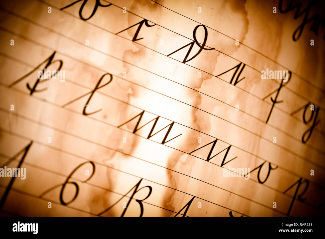 Vintage old Latin Alphabets on Paper Background Photo Stock Photo - Alamy