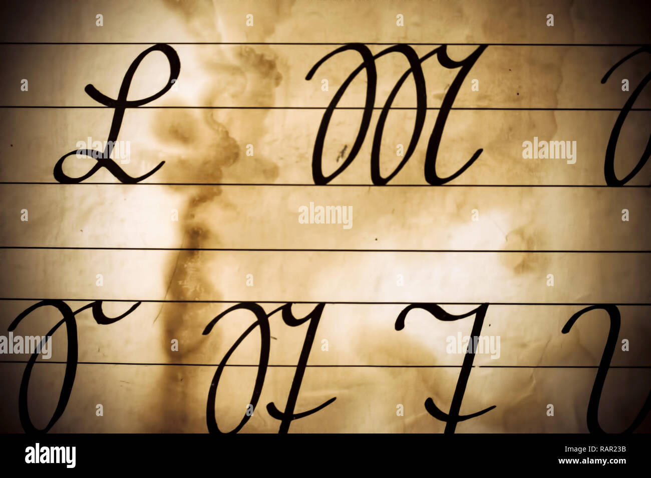 Vintage old Latin Alphabets on Paper Background Photo Stock Photo - Alamy