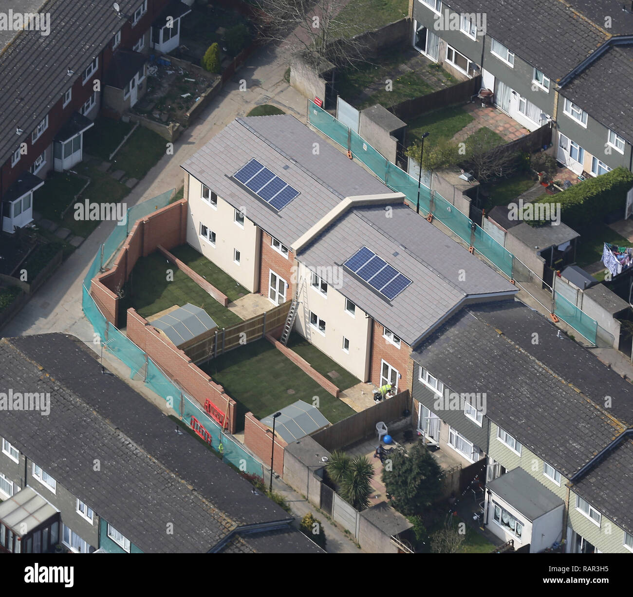 A general aerial view of the houses in Croydon which have been built ...