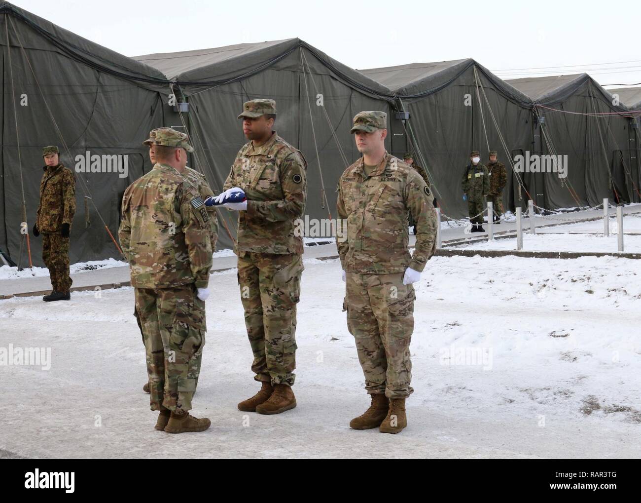 Soldiers from America’s First Corps prepare for a bilateral flag ...