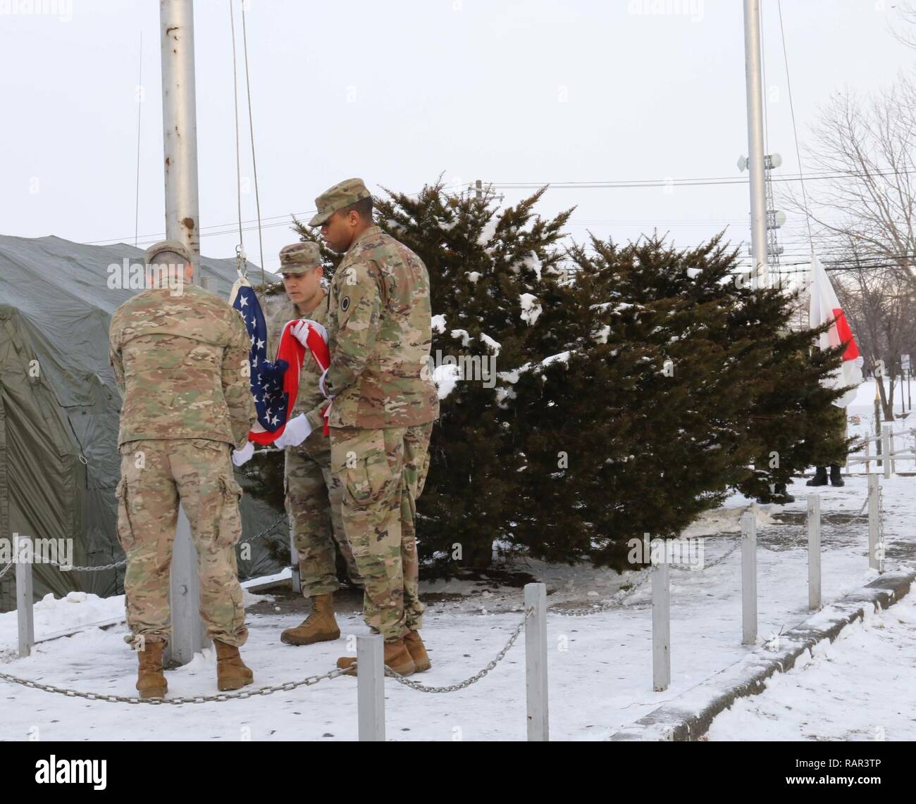 Soldiers from America’s First Corps prepare for a bilateral flag ...