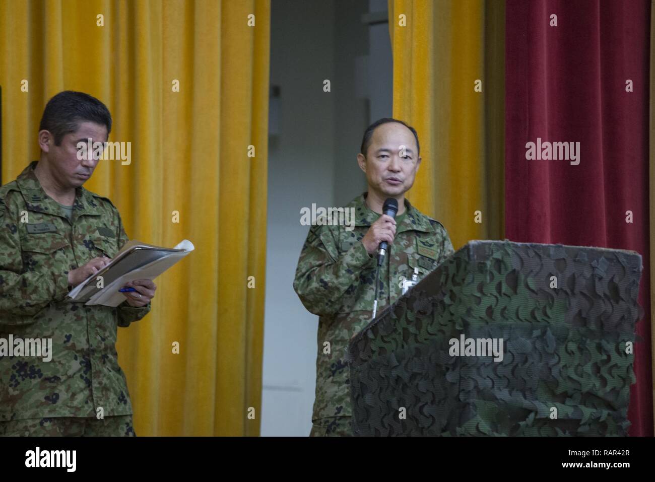 Maj. Gen. Shinichi Aoki gives his opening remarks during the opening ...
