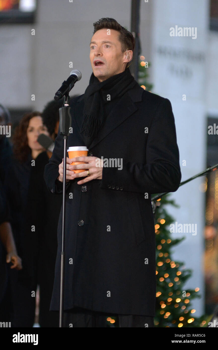 Hugh Jackman performing on NBC's 'Today Show' ar Rockefeller Center ...
