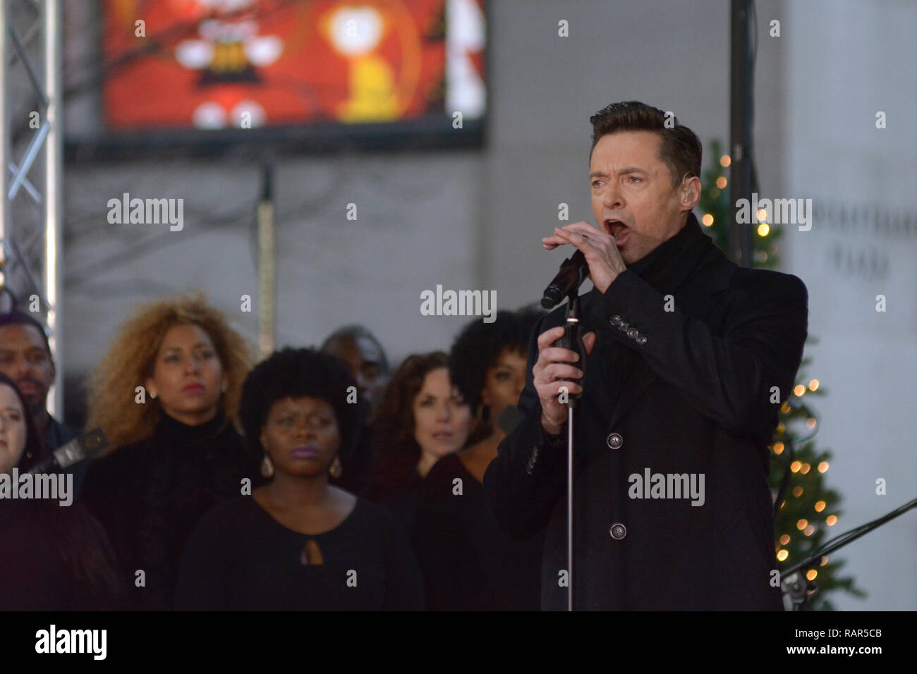 Hugh Jackman performing on NBC's 'Today Show' ar Rockefeller Center ...